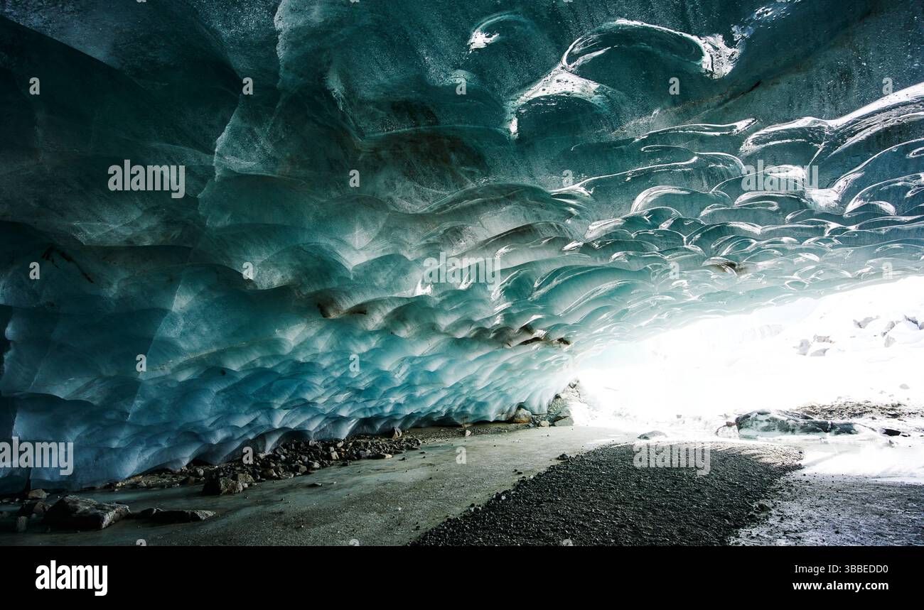 interior entrance of the Morteratsch Glacier Ice Caves, Switzerland, Europe Stock Photo - Alamy