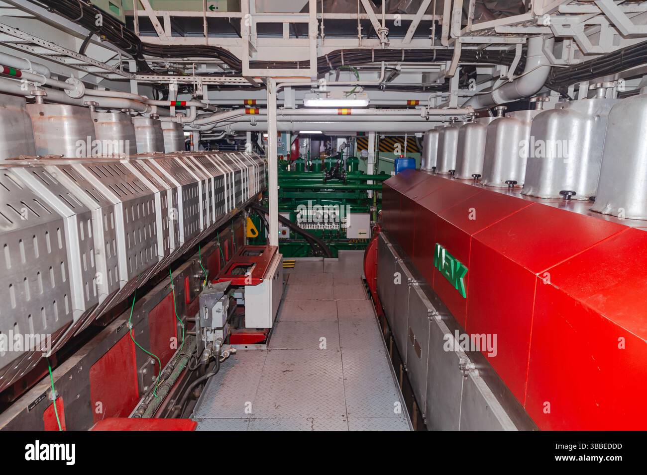 Marine engine MAK installed in the engine room of the vessel Stock ...