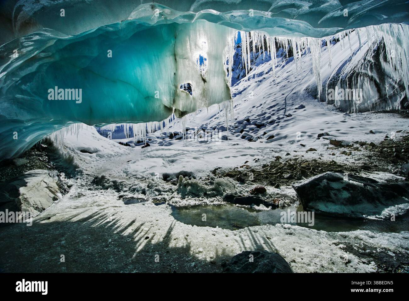interior entrance of the Morteratsch Glacier Ice Caves, Switzerland, Europe Stock Photo - Alamy
