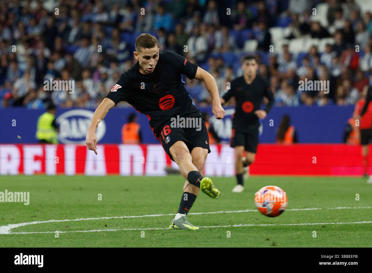Barcelona's Fermin Lopez scores his side's second goal during a Spanish ...