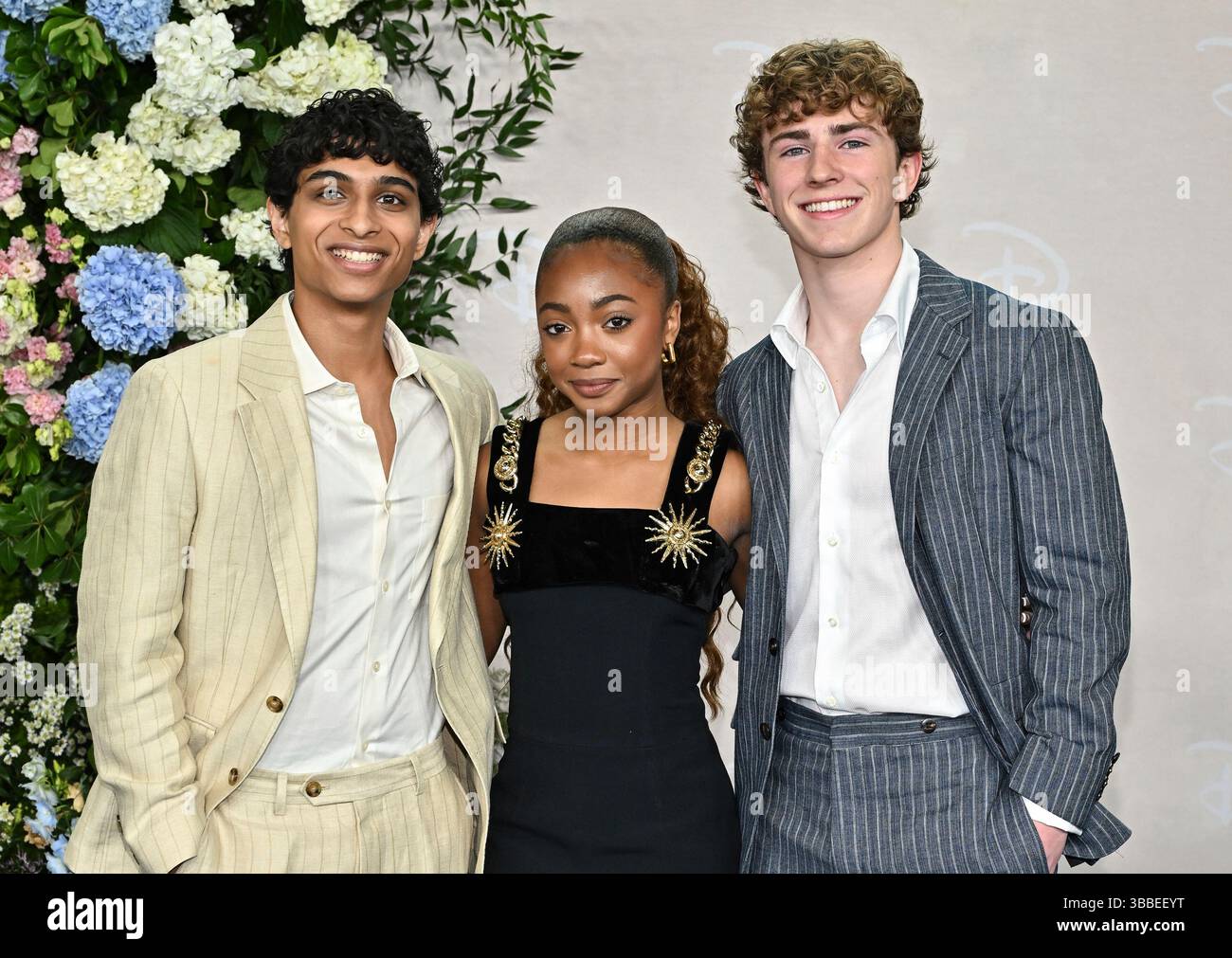 Aryan Simhadri, left, Leah Jeffries and Walker Scobell attend the ...