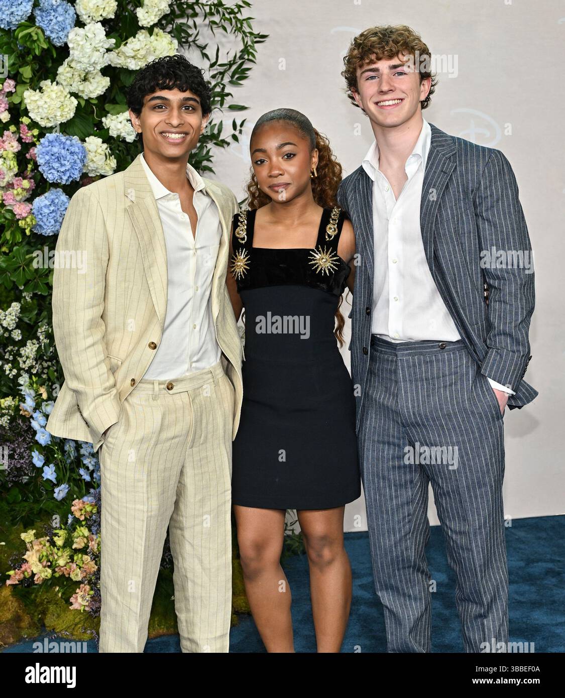 Aryan Simhadri, left, Leah Jeffries and Walker Scobell attend the ...