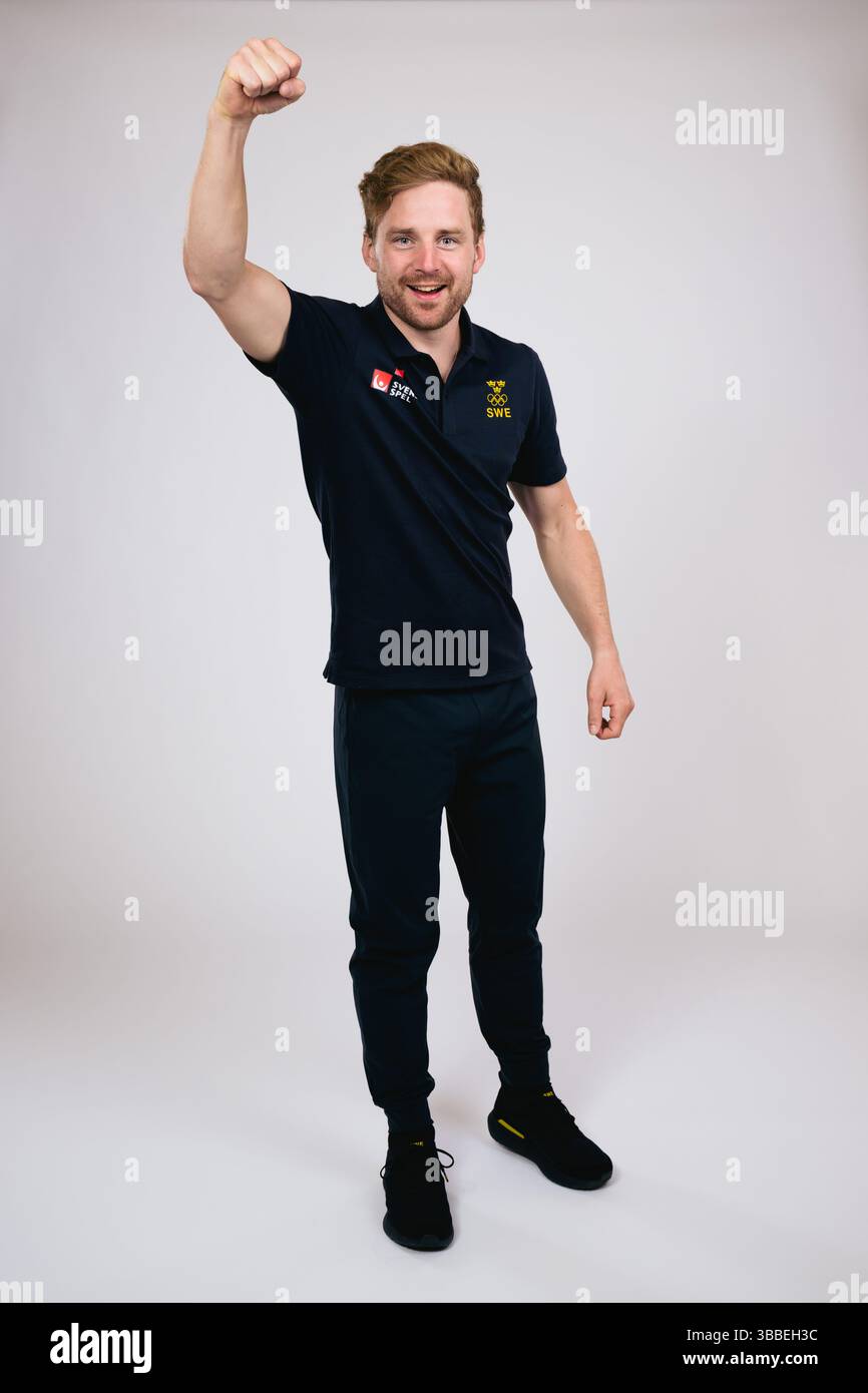 Biathlon athlete Jesper Nelin of, Sweden. , . poses for a portrait ...