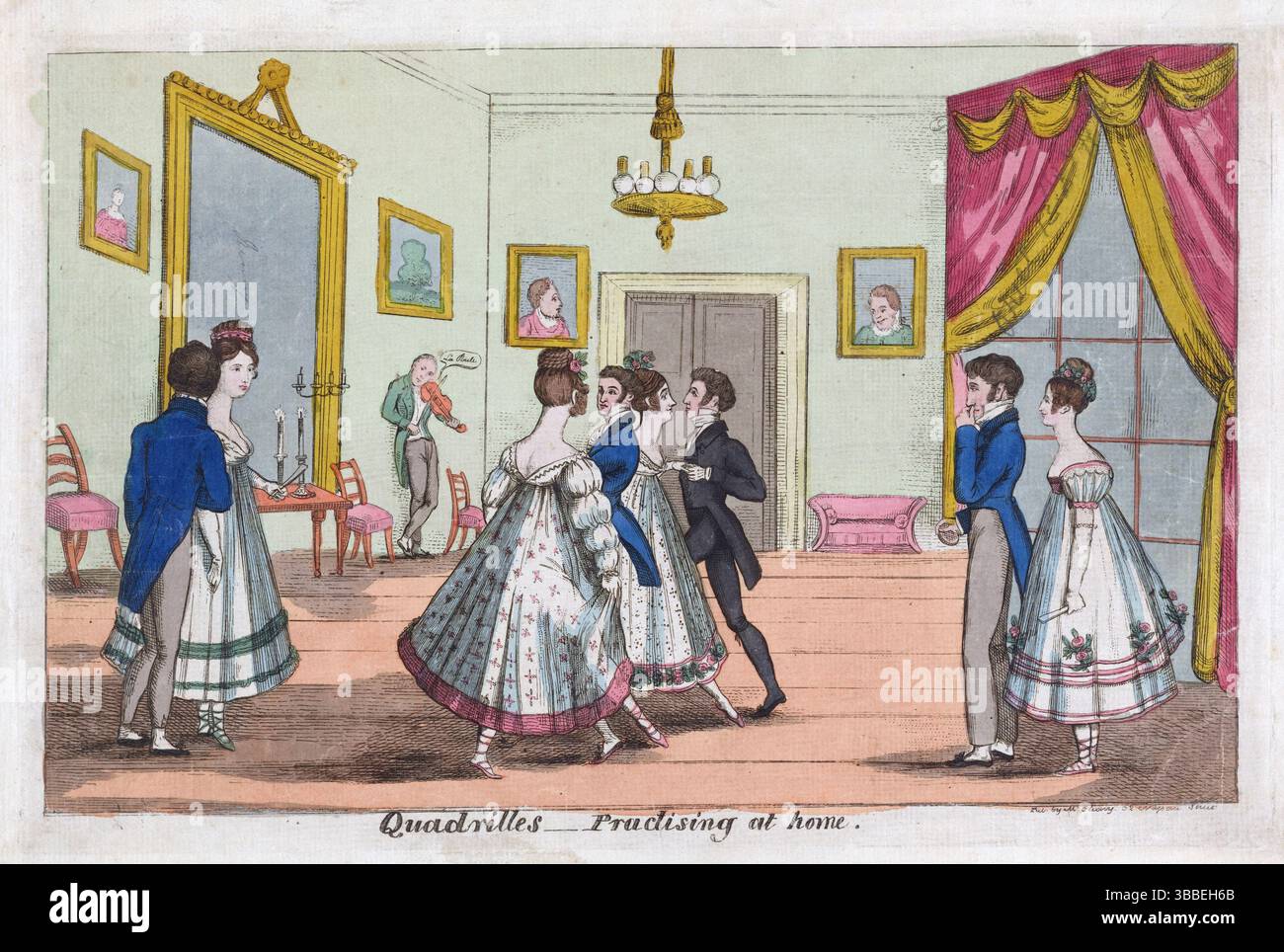 A humorous cartoon of Quadrilles practicing at home, Ballroom dancing ...