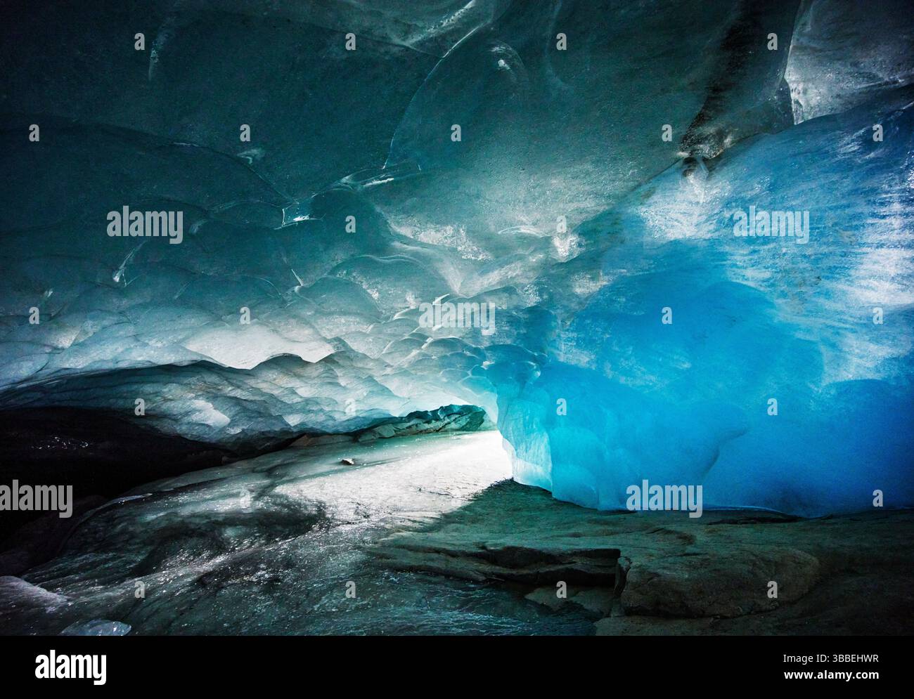 interior entrance of the Morteratsch Glacier Ice Caves, Switzerland, Europe Stock Photo - Alamy