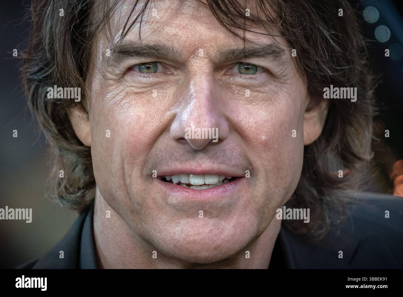 London, UK. 15th May, 2025. Tom Cruise poses with a yellow stunt ...