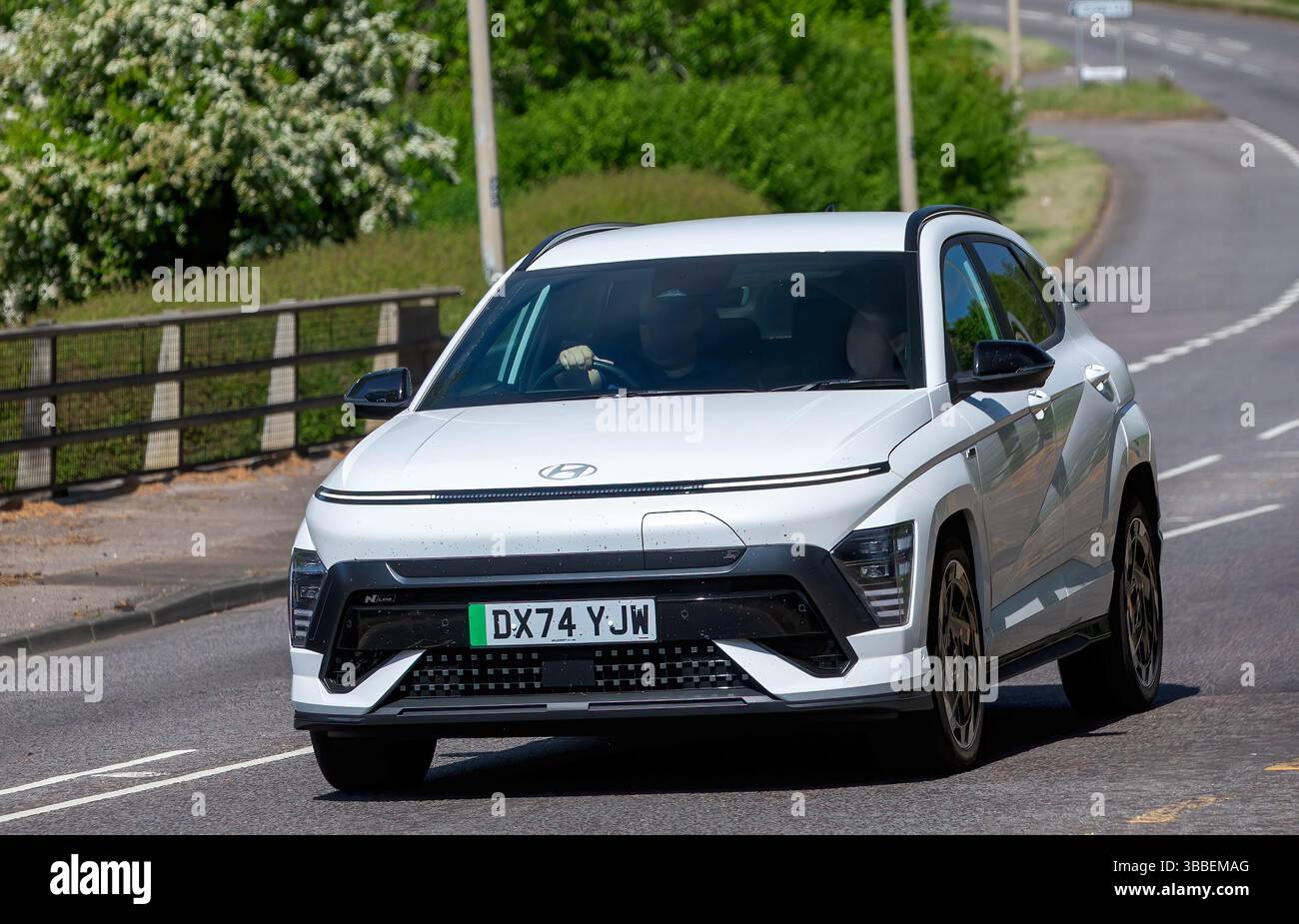 Milton Keynes,UK - May 11th 2025: Hyundai Kona electric car driving on ...