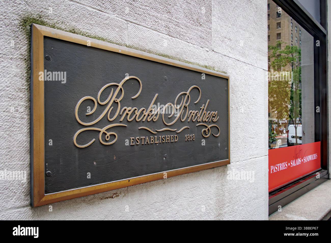 USA. 15th May, 2025. Sign at the entrance to the Brooks Brothers store ...