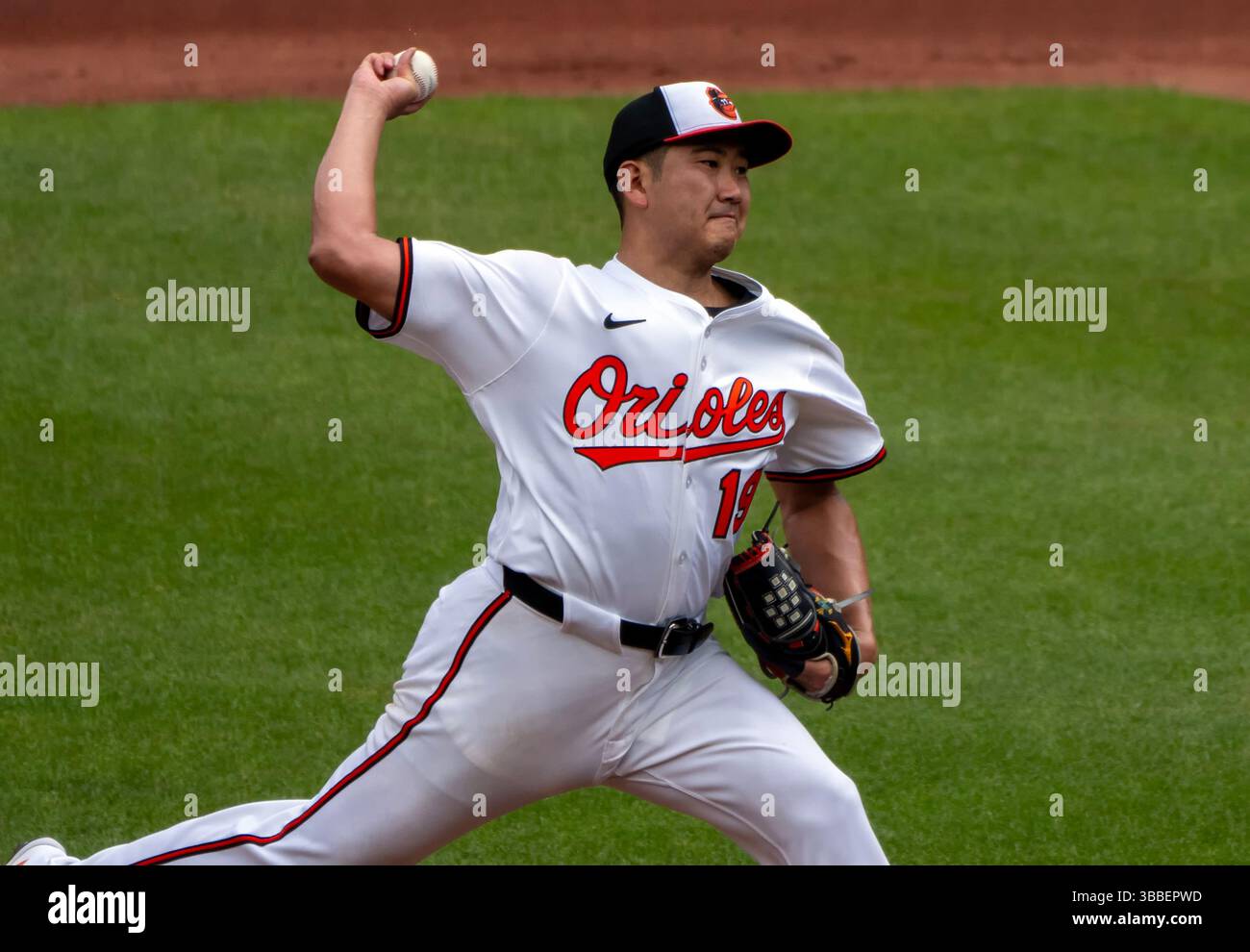 Baltimore, USA. 15th May, 2025. BALTIMORE, MD - MAY 15: Baltimore Orioles pitcher Tomoyuki ...