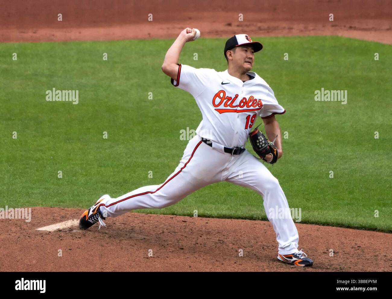 Baltimore, USA. 15th May, 2025. BALTIMORE, MD - MAY 15: Baltimore Orioles pitcher Tomoyuki ...
