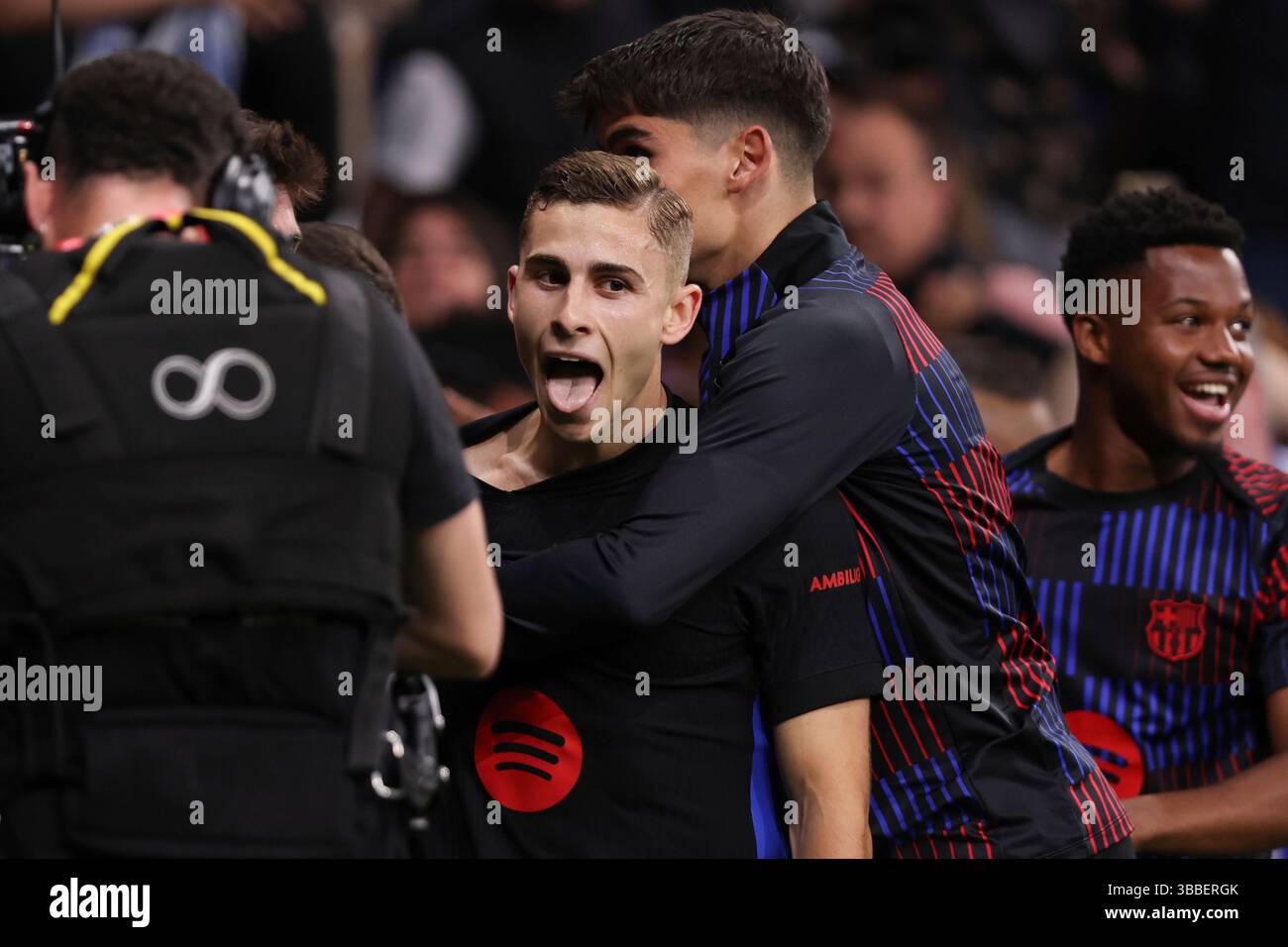 Fermin Lopez of FC Barcelona celebrates a goal during the Spanish ...