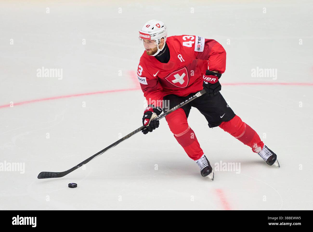 Andrea Glauser #43 of Switzerland in the preliminary round match ...