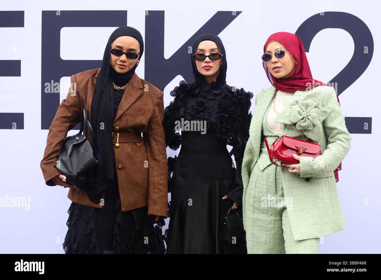 Sydney, Australia, 15 May, 2025. ModelS pose outside Carriageworks during the AFC Australian ...