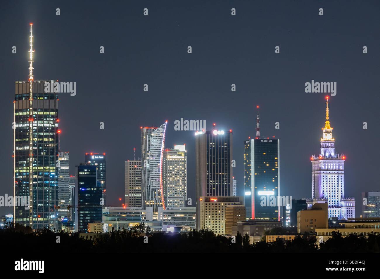 Warsaw, Poland. 16th Aug, 2024. General overview of the illuminated ...