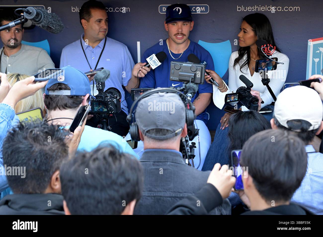 Los Angeles Dodgers Dalton Rushing talks with media prior to a baseball ...
