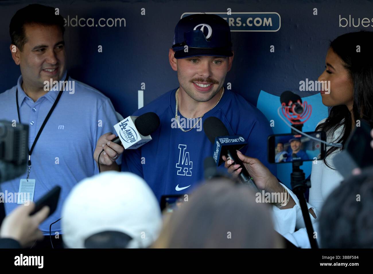 Los Angeles Dodgers Dalton Rushing talks with media prior to a baseball ...