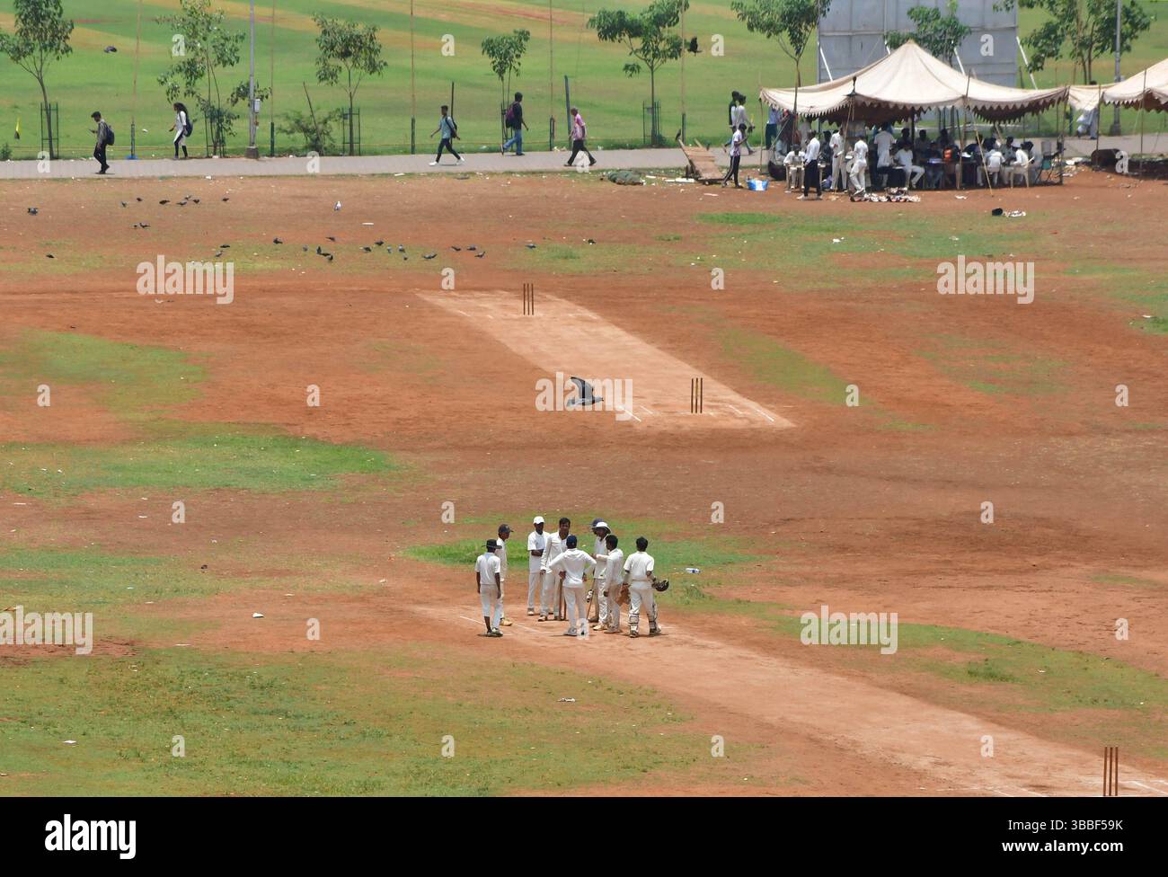 India. 15th May, 2025. MUMBAI, INDIA - MAY 15: Shadows of cricketers ...