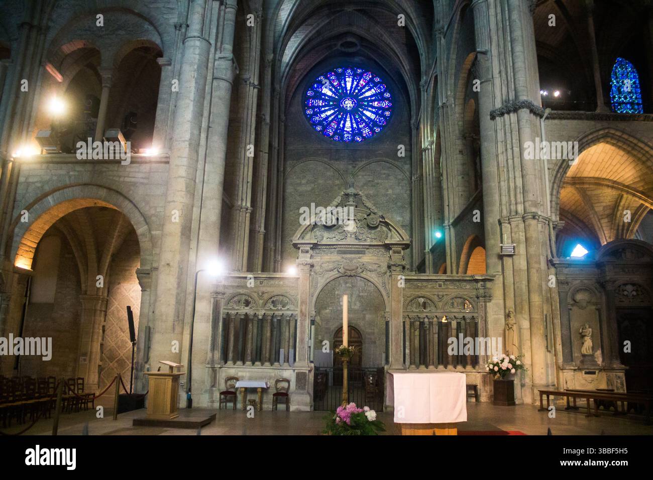 Reims, France, May 15, 2025 The Basilica of Saint-Remi is a medieval ...