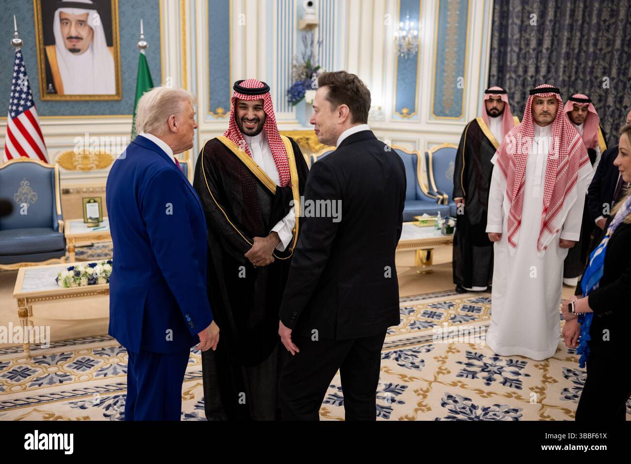 President Donald Trump greets officials during a welcome ceremony at ...