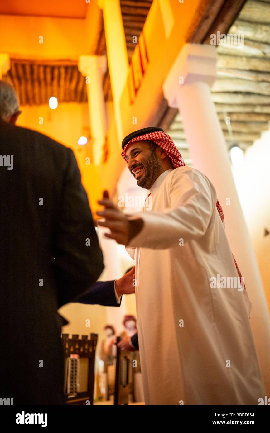 President Donald Trump attends a State Dinner at Omar bin Saud Palace ...