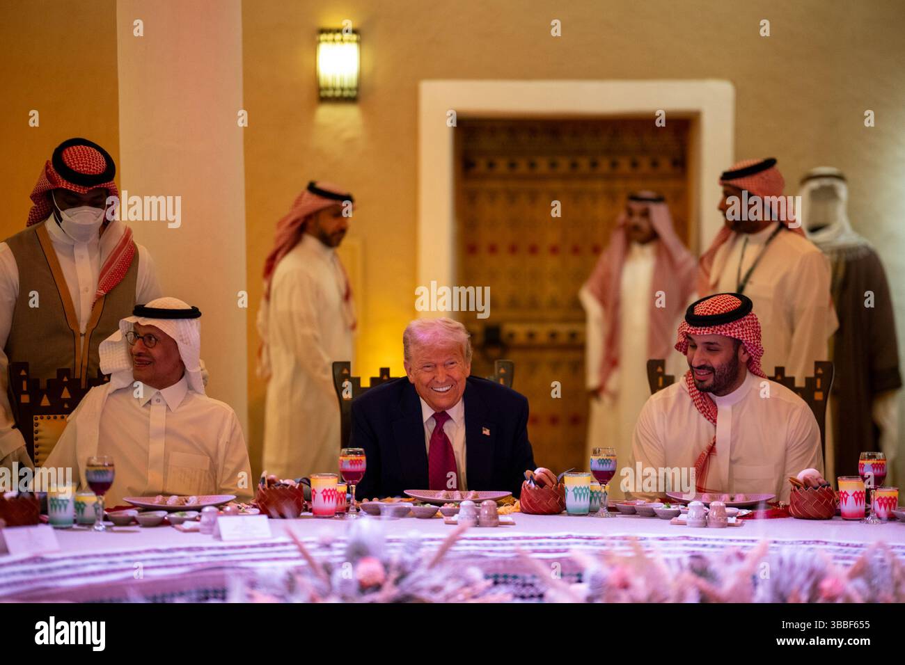 President Donald Trump attends a State Dinner at Omar bin Saud Palace ...