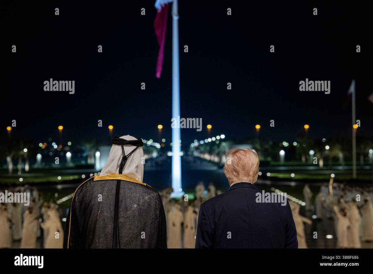 President Donald Trump is greeted by Amir of Qatar Sheikh Tamin bin ...