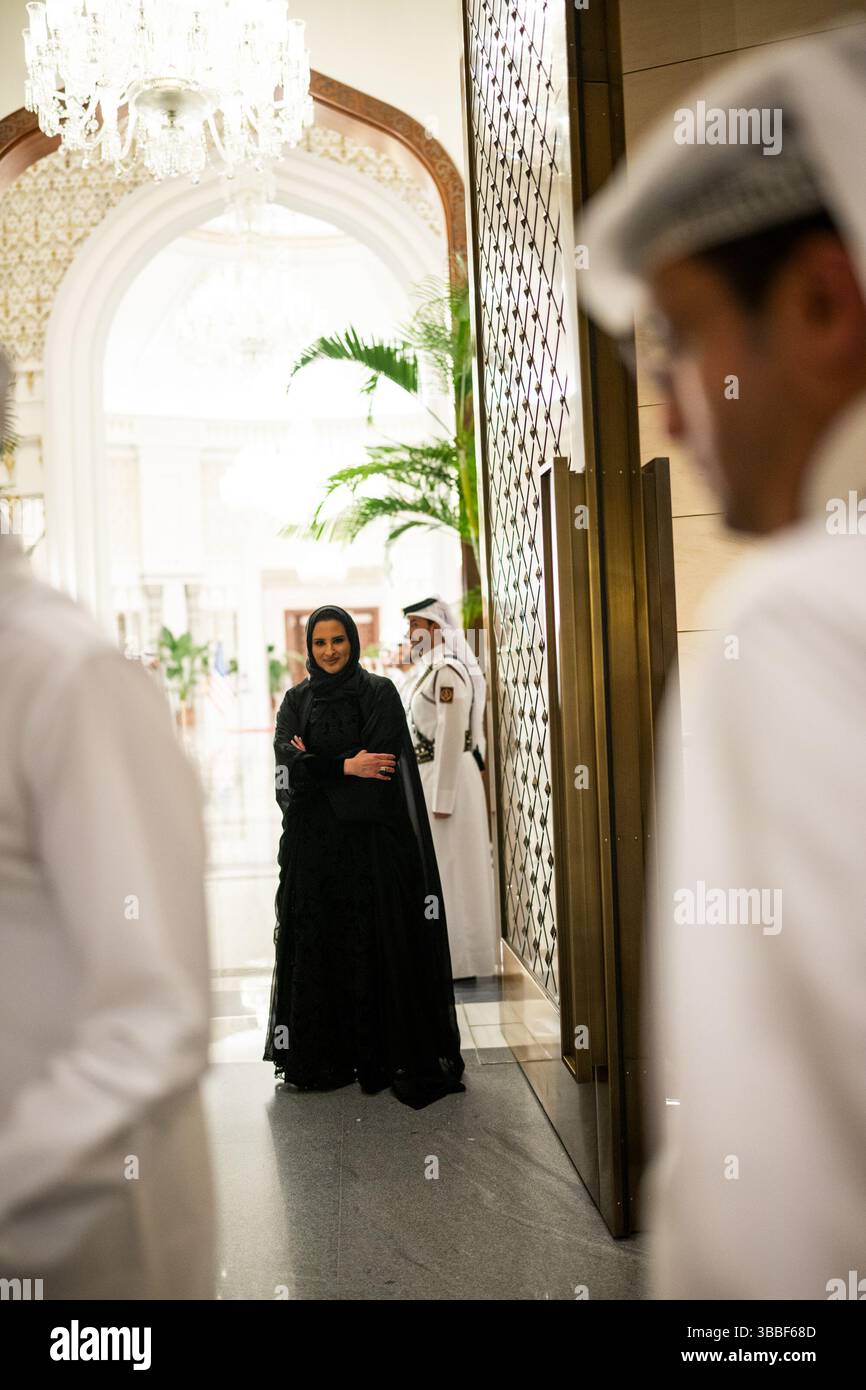 President Donald Trump is greeted by Amir of Qatar Sheikh Tamin bin ...