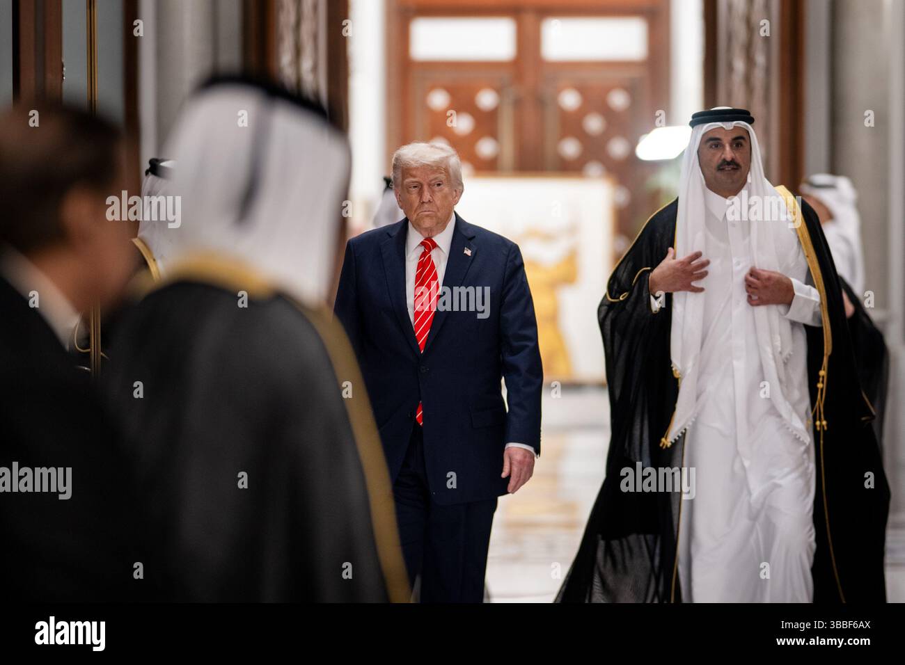 President Donald Trump attends an official State Dinner at Lusail ...
