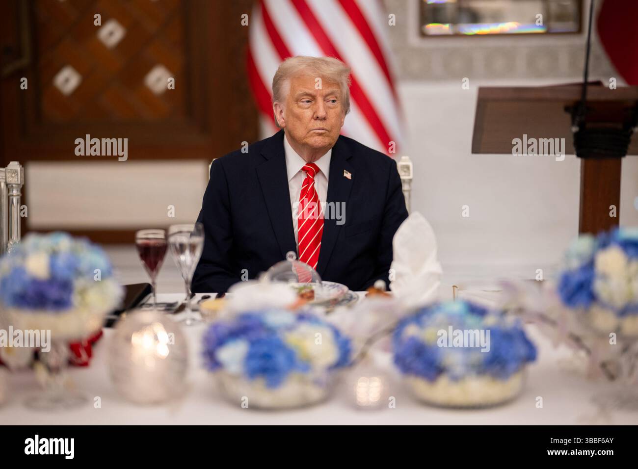 President Donald Trump attends an official State Dinner at Lusail Palace in Doha, Qatar ...
