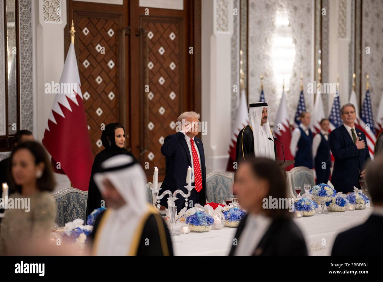 President Donald Trump attends an official State Dinner at Lusail ...