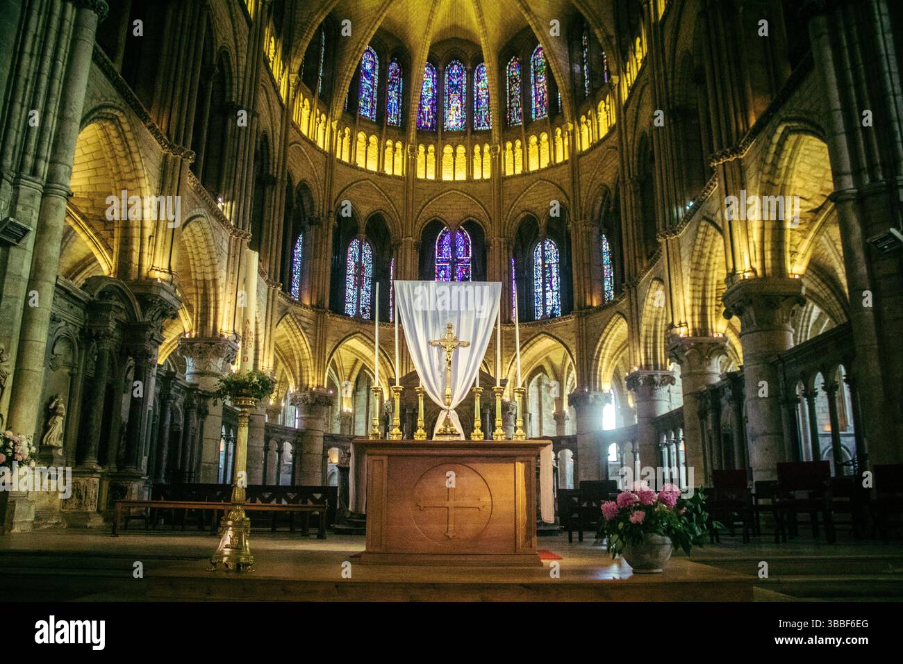 Reims, France, May 15, 2025 The Basilica of Saint-Remi is a medieval ...