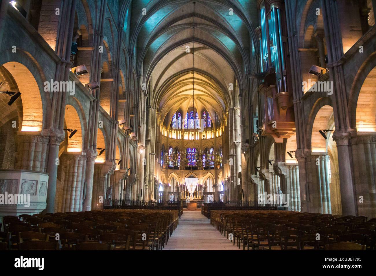 Reims, France, May 15, 2025 The Basilica of Saint-Remi is a medieval ...
