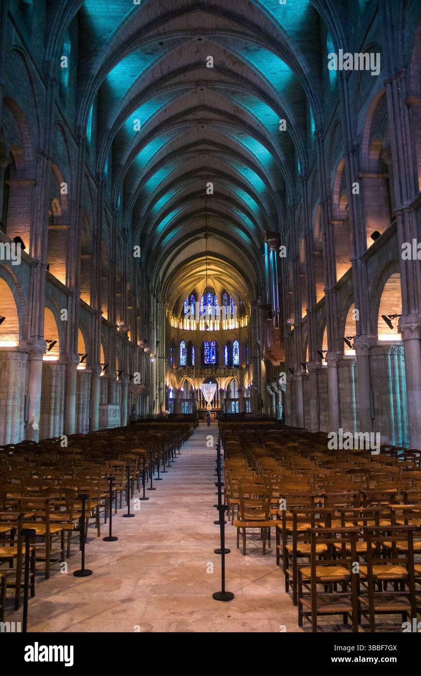 Reims, France, May 15, 2025 The Basilica of Saint-Remi is a medieval ...