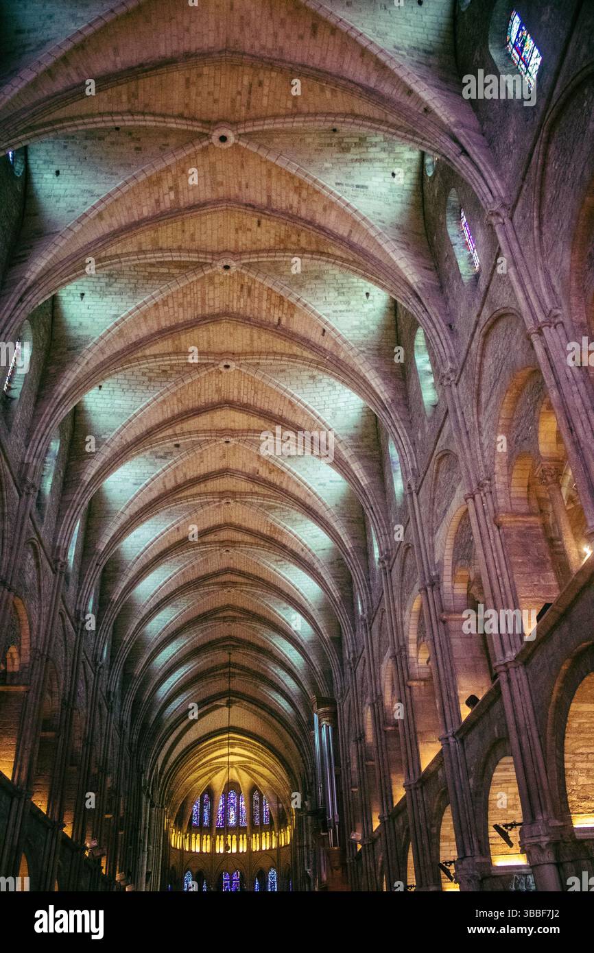 Reims, France, May 15, 2025 The Basilica of Saint-Remi is a medieval ...