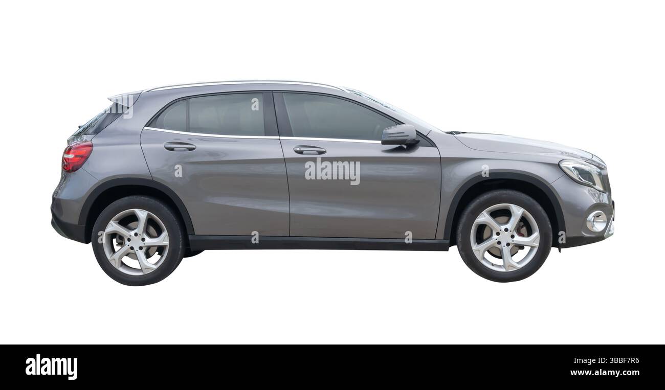 Right side view of mini or small gray hatchback car is isolated on ...