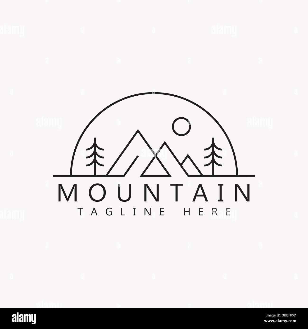 Simple Line Abstract Illustration Mountain Outdoor Logo Badge for ...