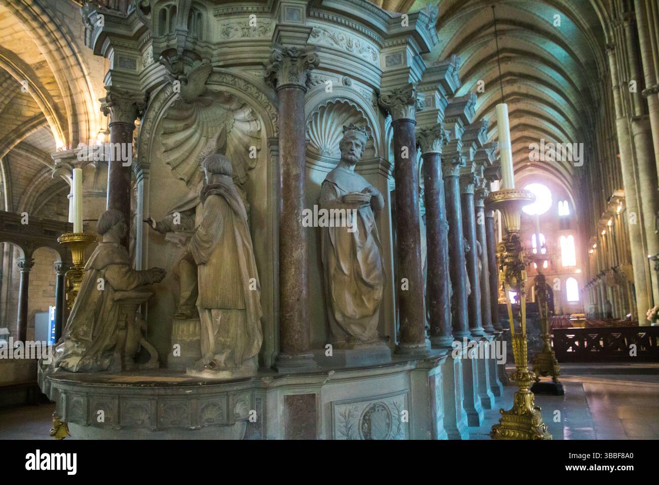Reims, France, May 15, 2025 The Basilica of Saint-Remi is a medieval ...