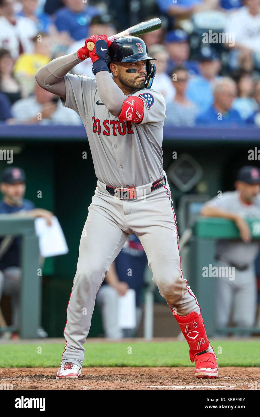 Kansas City, MO, USA. 10th May, 2025. Boston Red Sox catcher Carlos ...
