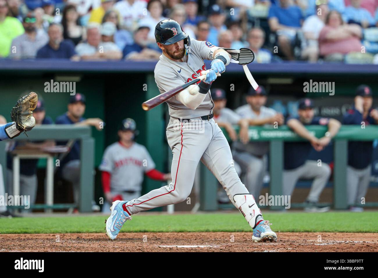 Kansas City, MO, USA. 10th May, 2025. Boston Red Sox shortstop Trevor ...