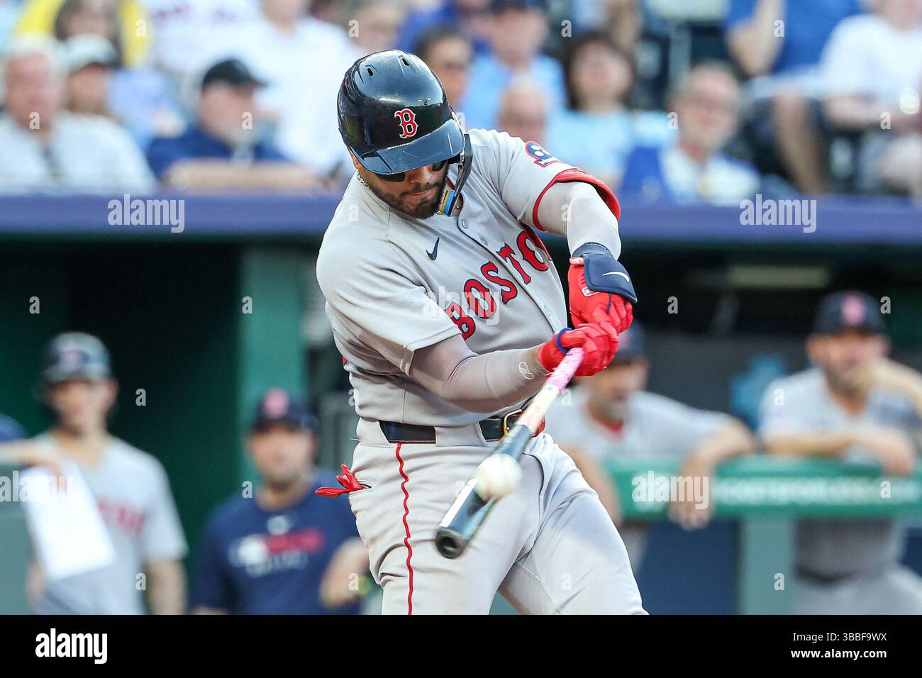 Kansas City, MO, USA. 10th May, 2025. Boston Red Sox catcher Carlos ...