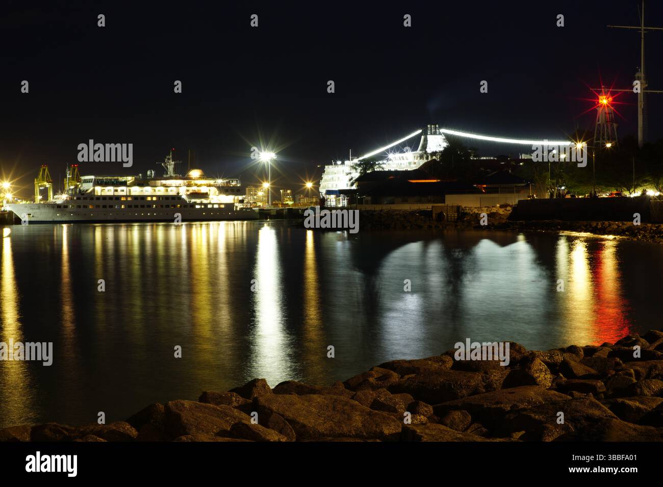 View at night of the Swettenham Pier Cruise Terminal, Georgetown ...