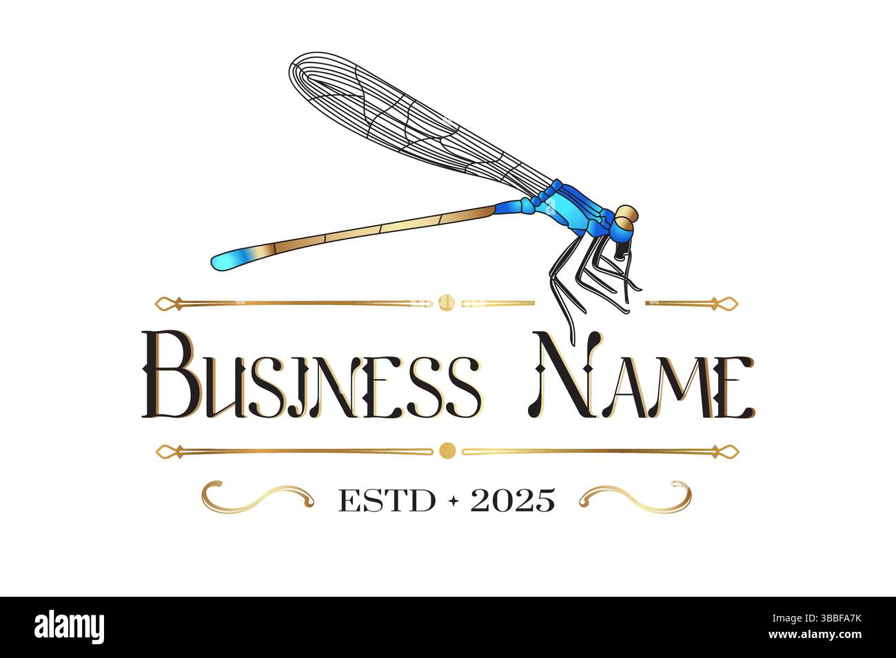 Gold Blue Dragonfly Vintage Retro Brand Logo Stock Vector Image & Art ...
