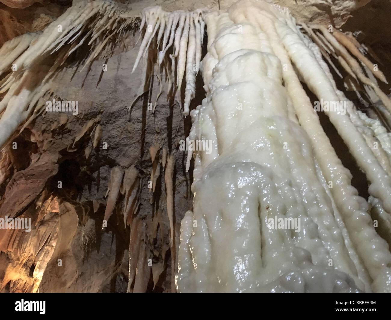 Detail photo of spectacular limestone cave with suggestive concretions ...