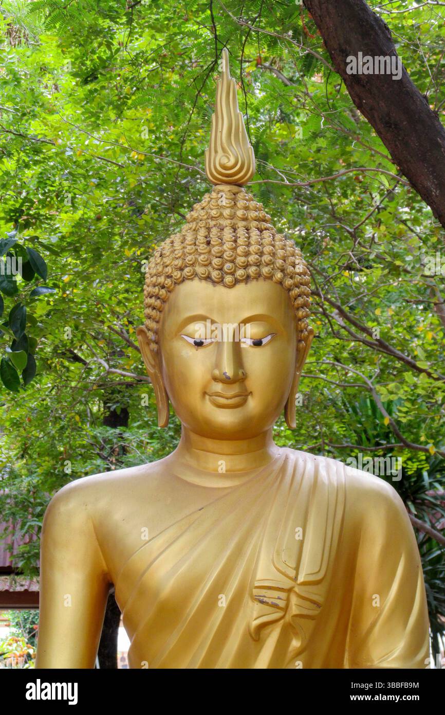 Buddha gold statue in a Buddhist temple Wat in Thailand. Golden Statue ...