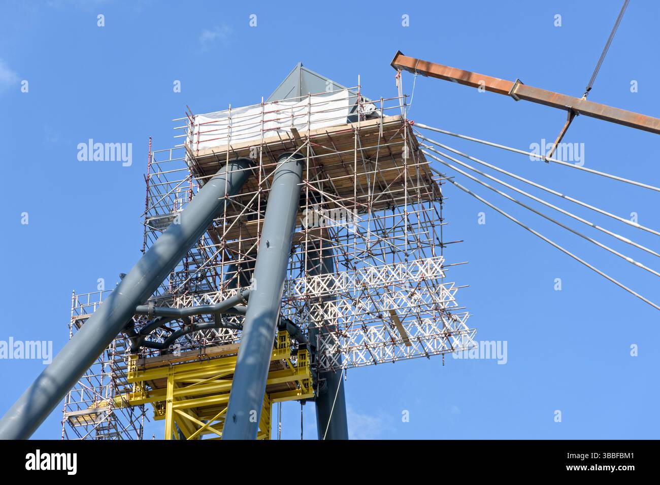 Etihad stadium North Stand expansion. One of the support towers for the ...