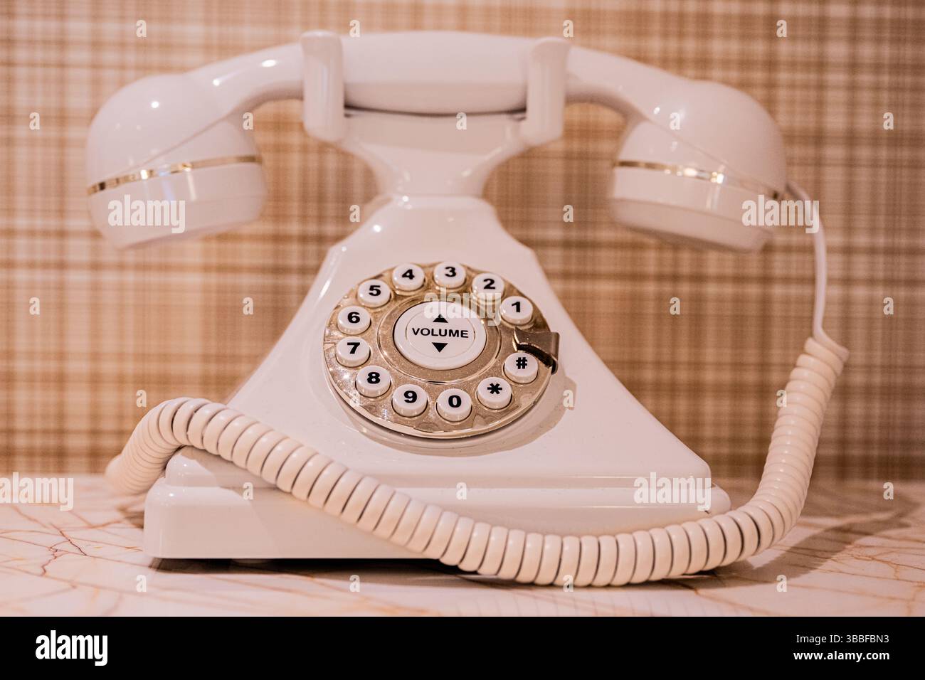 Vintage looking cradle rotary phone with cord - modern buttons and ...