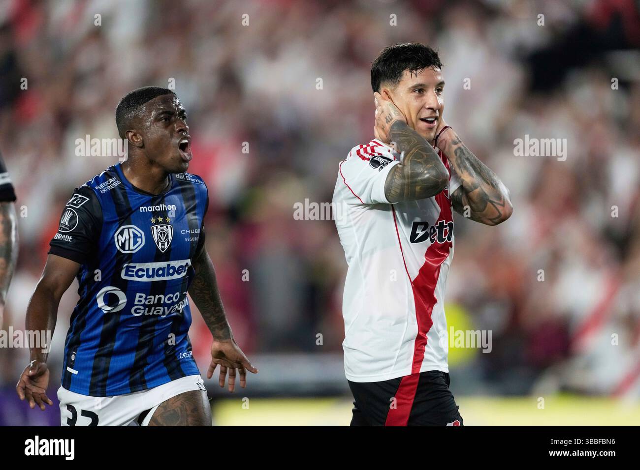Sebastian Driussi of Argentina's River Plate, right, and Anibal Gomez ...