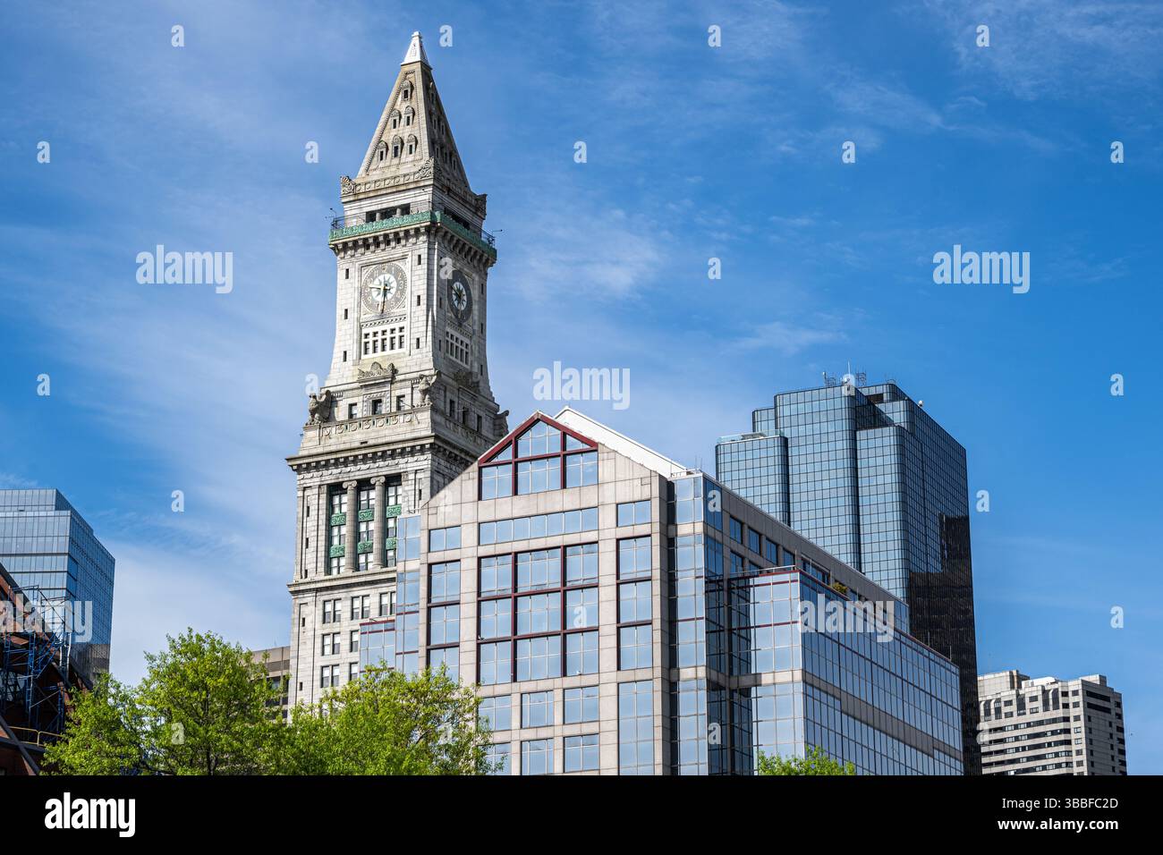 Clock tower on Custom House Boston in McKinley Square financial ...