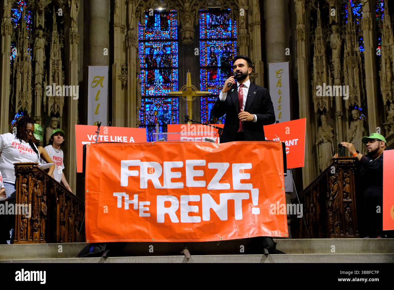New York NY: May 15th 2025: Zohran Mamdani attends the Freeze The Rent ...
