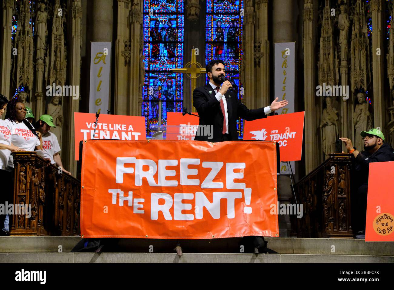 New York NY: May 15th 2025: Zohran Mamdani attends the Freeze The Rent ...